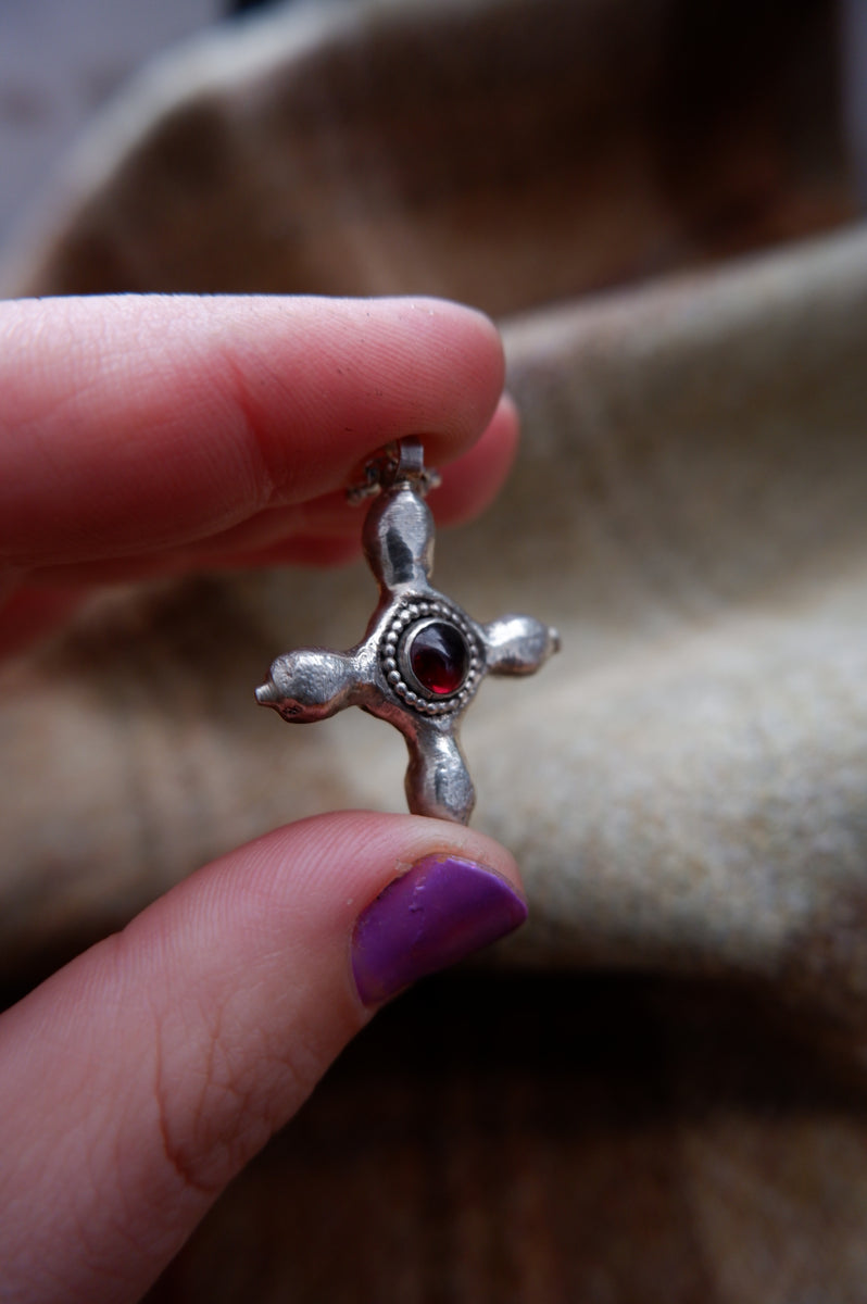 Kievan Rus Cross in Silver with Garnet – Caledonian Forge