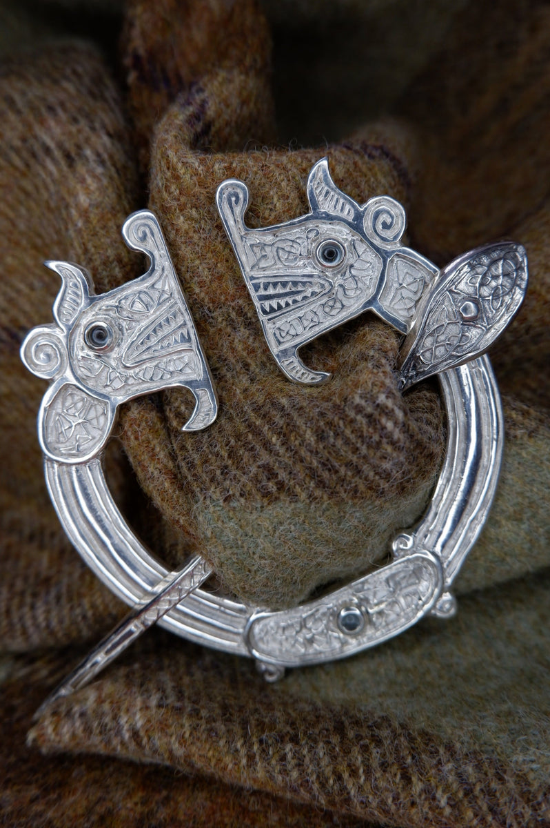 Large Pictish Penannular Brooch - St Ninians Isle Dragon in Silver or ...