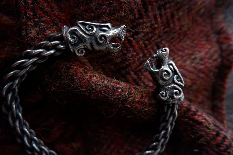 Scottish Lion Headed Braided Bracelet or torc in Sterling Silver ...