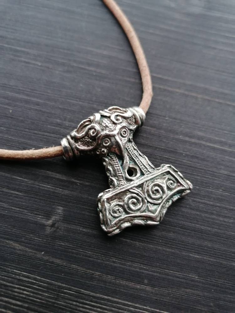 Skane mjolnir thors hammer pendant in solid sterling silver, red or ye ...